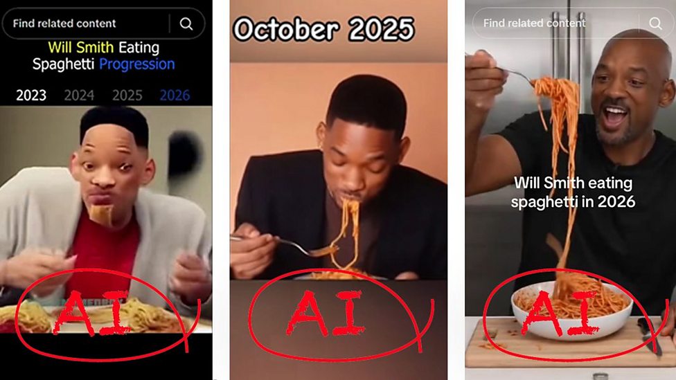 How Will Smith eating spaghetti became the ‘test’ of AI video - BBC ...