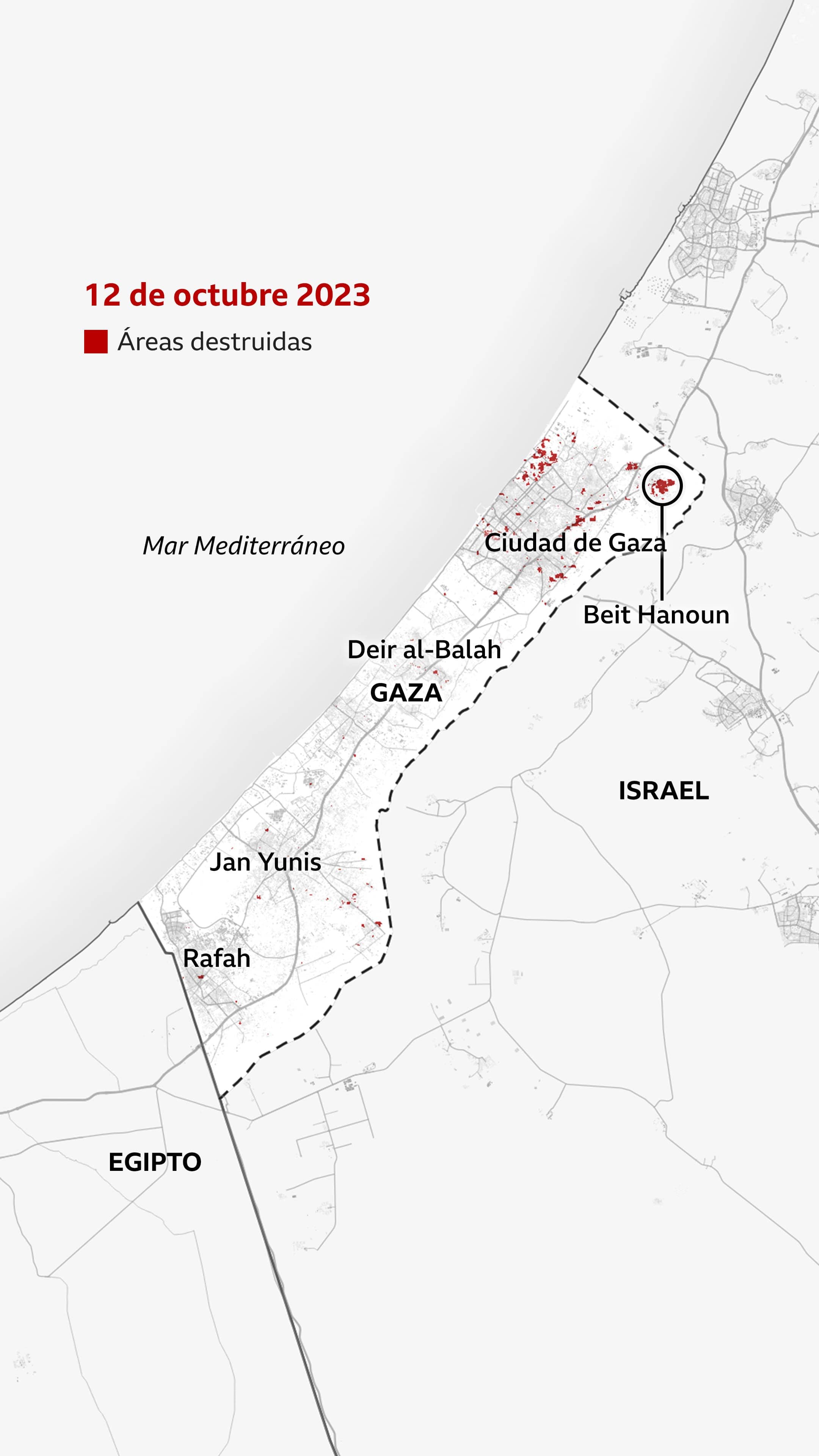 Mapas e imágenes satelitales de la devastación en Gaza - BBC News Mundo