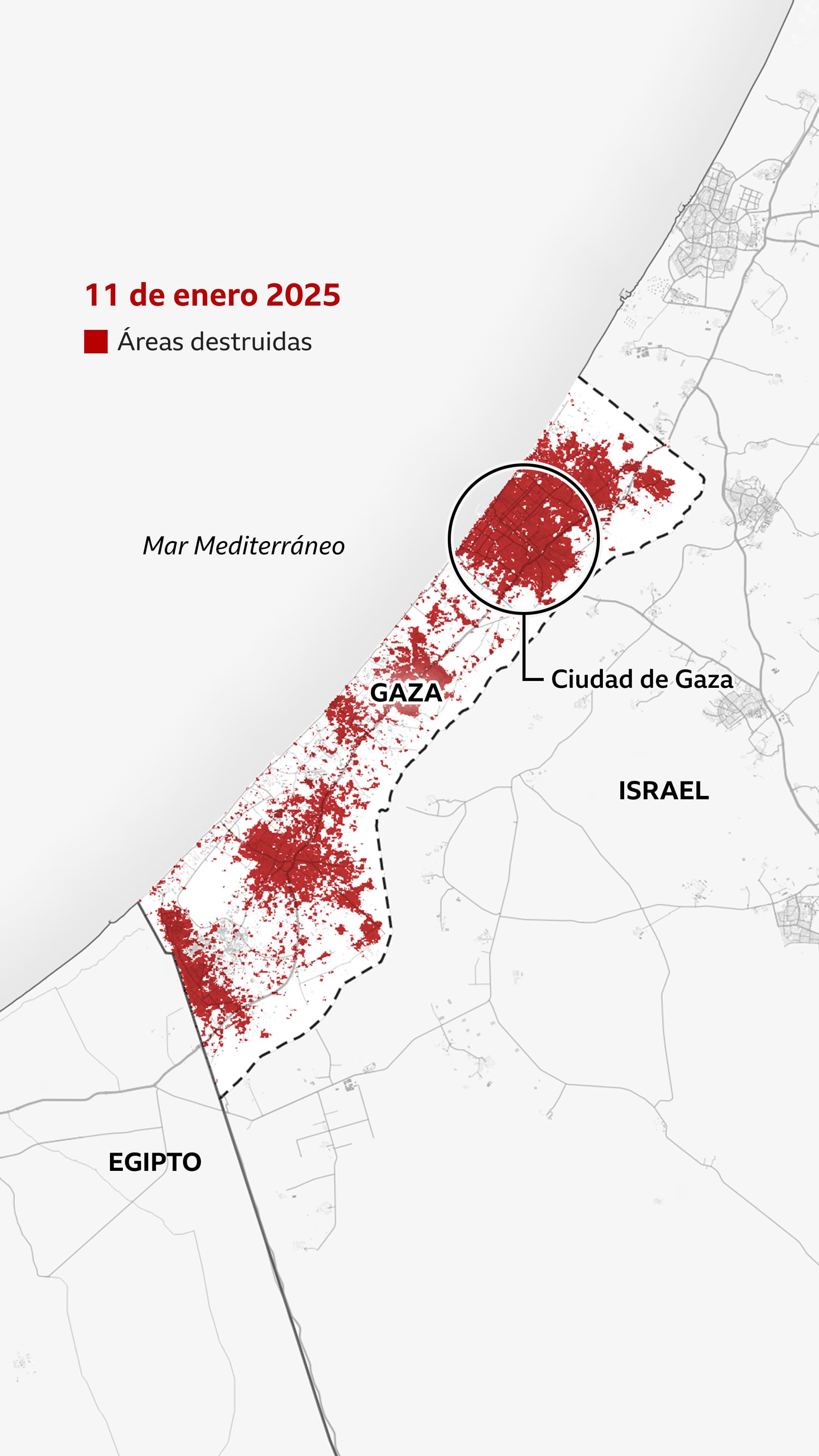 Mapas e imágenes satelitales de la devastación en Gaza - BBC News Mundo