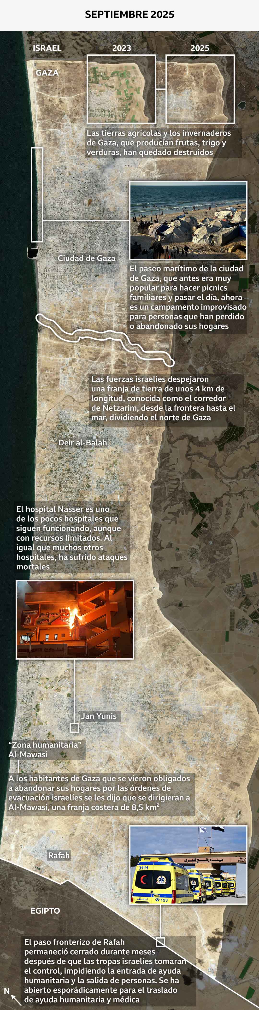 Mapas e imágenes satelitales de la devastación en Gaza - BBC News Mundo