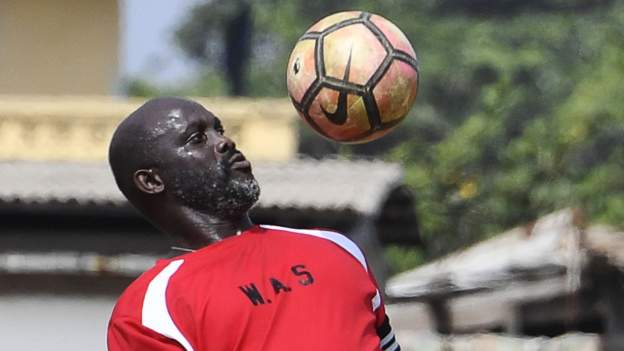 George Weah: Former World Player of the Year plays for Liberia, aged 51 ...
