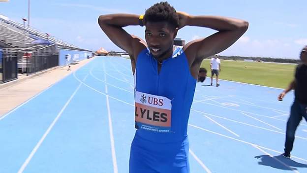 Noah Lyles: 'That cannot be right?!' - Lyles appears to break 200m ...