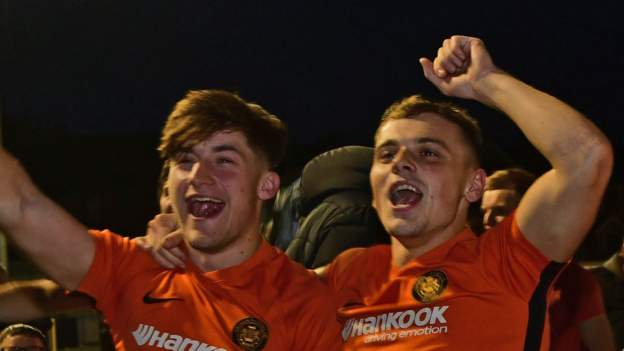 Ards 1-2 Carrick Rangers (1-3 agg): Niall Currie's side promoted after ...