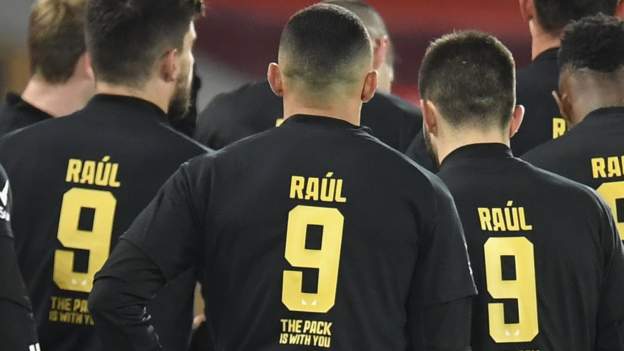 Raul Jimenez: Wolves players wear T-shirts in support of team-mate ...