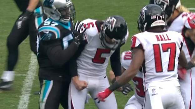 NFL: Atlanta Falcons' Bosher 'choke-slams' Carolina Panthers' Barner ...