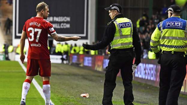 Hibernian 'identify four men' over missile throwing at Rangers game ...