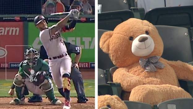 'I can't bear to watch!' - Teddy hit in face in MLB - BBC Sport