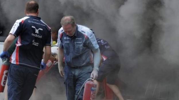 Spanish Grand Prix: Williams crew injured in pit fire - BBC Sport