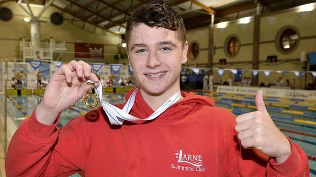 Larne swimmer Conor Ferguson sets new Irish junior mark - BBC Sport
