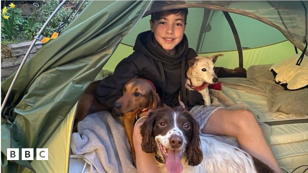 13-year-old boy raises £10,000 sleeping in tent for 542 nights - BBC ...