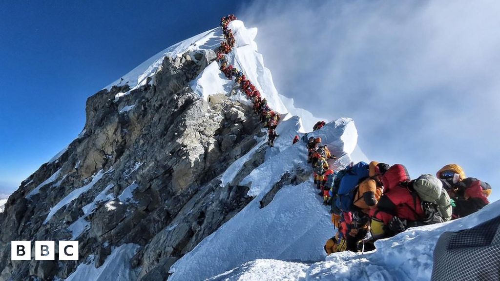 Mount Everest: Climbers having to wait their turn to reach summit - BBC ...