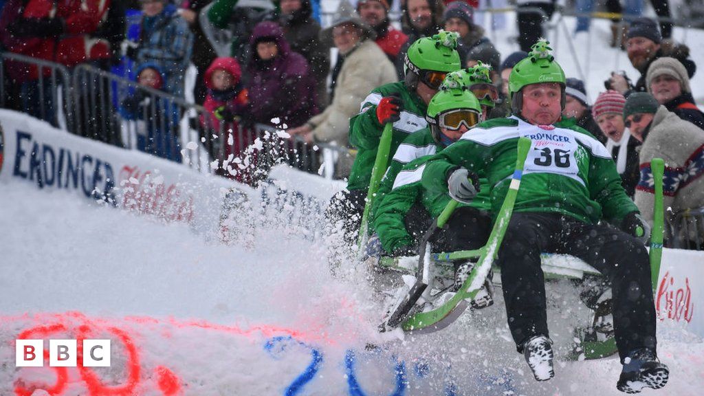 Annual horn sledge race: Racers land with a bump on slopes of Bavarian ...
