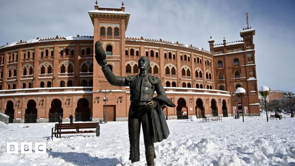 Storm Filomena: Snow pictures from around the world - BBC Newsround