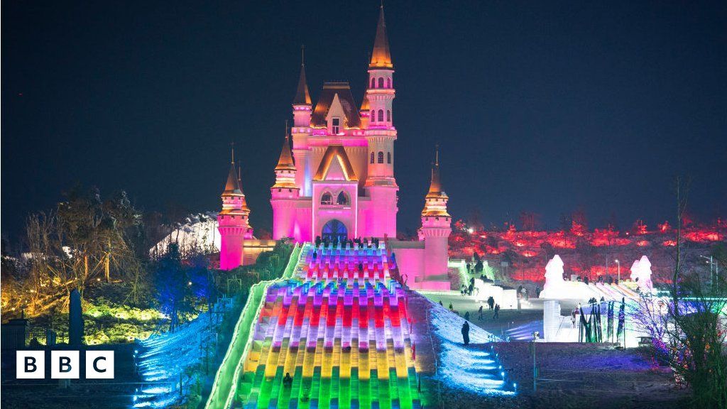 Check out the world's longest multi-coloured ice slide! - BBC Newsround