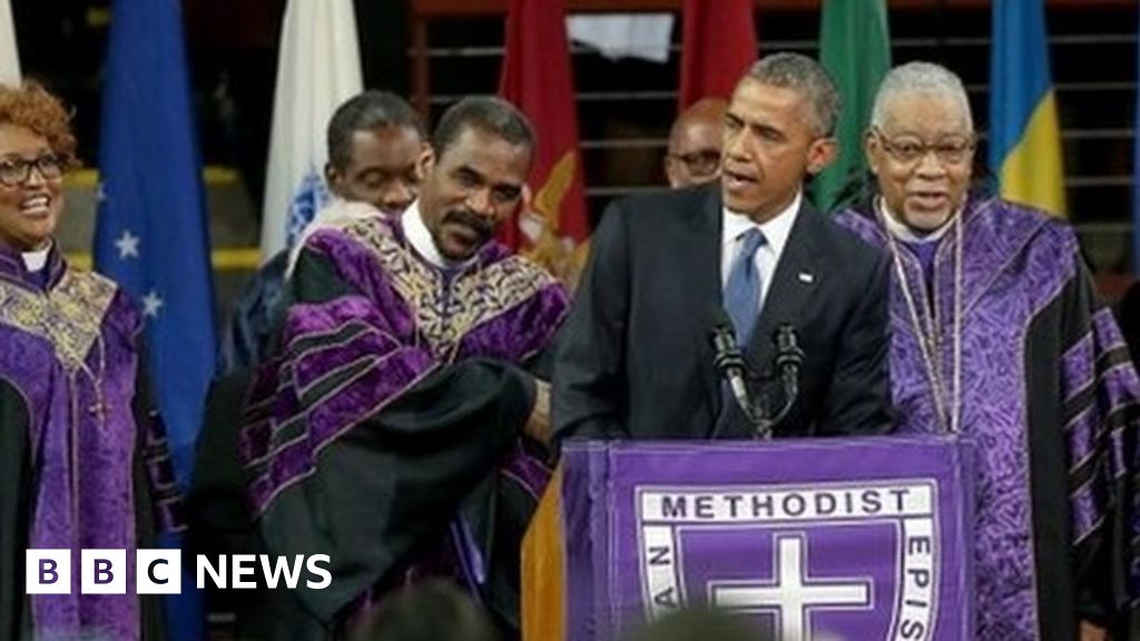 Obama Leads Singing Of Amazing Grace At Charleston Funeral Bbc News