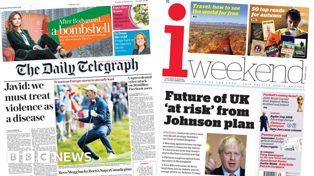 Newspaper headlines: Facebook breach and UK future 'at risk' - BBC News