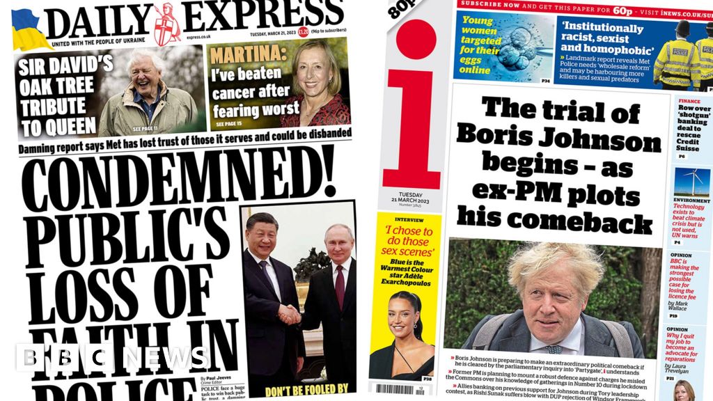 Newspaper headlines: 'Rotten Met' and 'trial of Boris Johnson begins ...