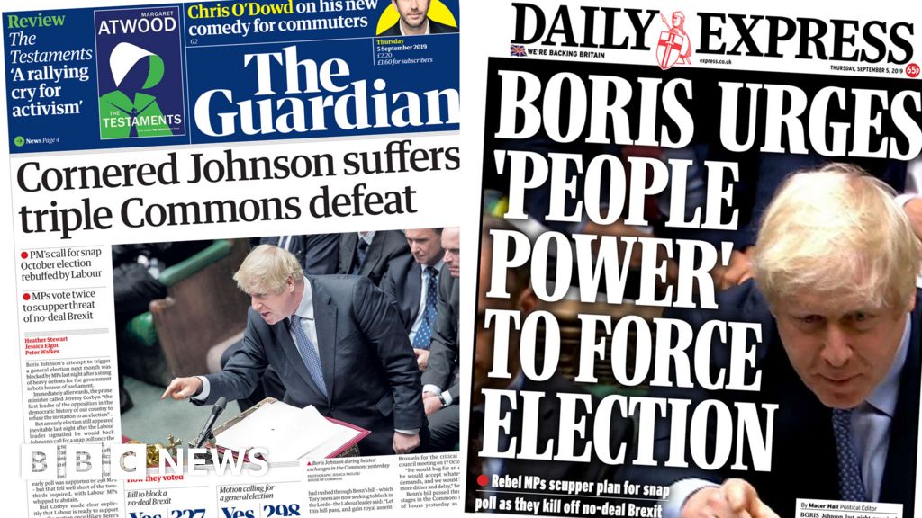 Newspaper headlines: Who's putting Boris Johnson in the corner? - BBC News