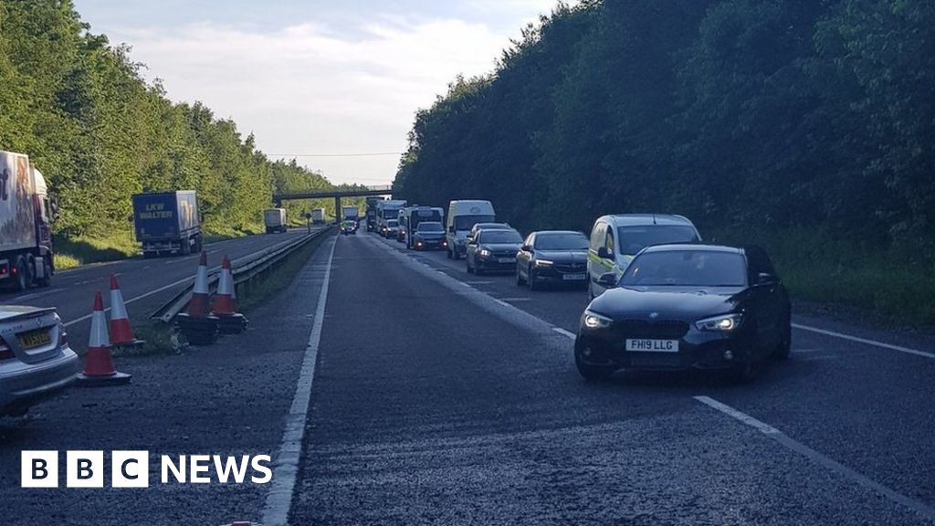 Motorcyclist suffers life-threatening injuries in A42 crash - BBC News