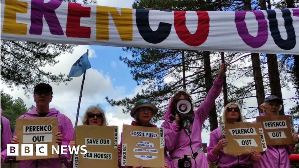 Extinction Rebellion protests at Poole Harbour oil spill site