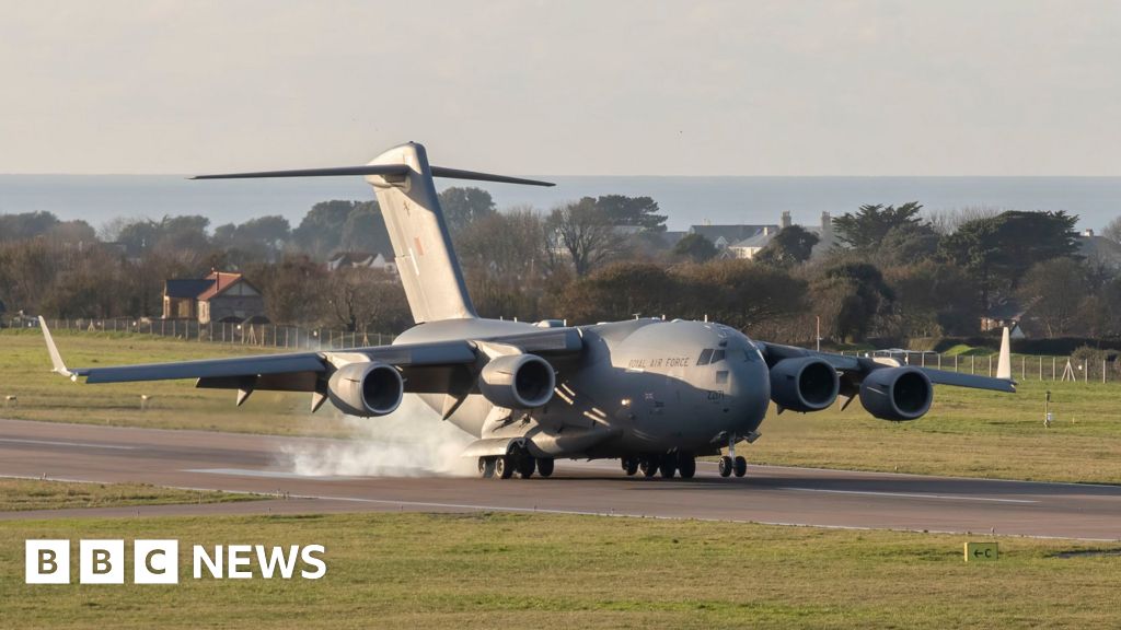 Largest ever plane landed at Guernsey Airport by Royal Air Force
