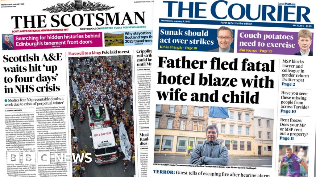 Scotland's papers: A&E waits 'up to four days' and fatal hotel fire ...