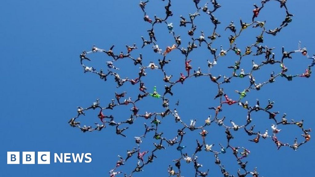 Skydivers set new vertical formation record - BBC News