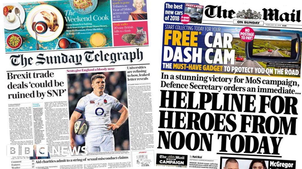 Newspaper headlines: Brexit divisions and helpline for 'hero' troops