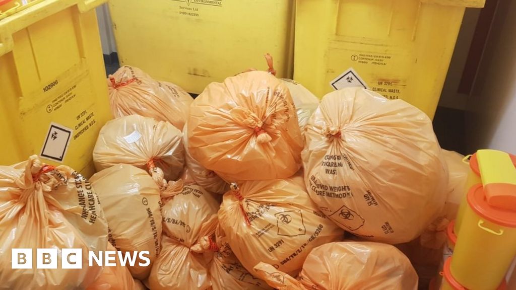 Hundreds of tonnes of clinical and human waste piles up