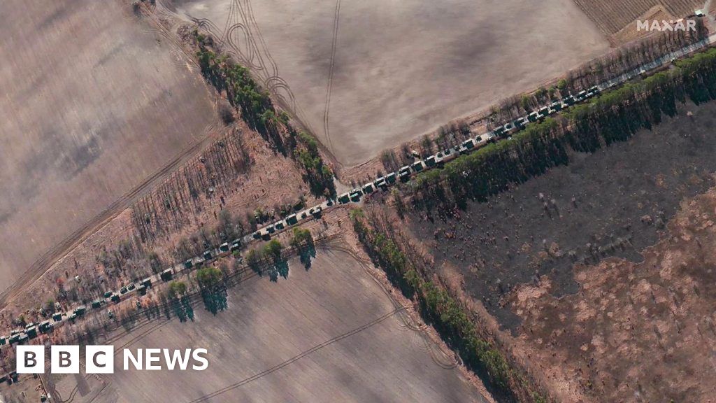 Russia's 56 km-long armoured convoy north of Kyiv, February 2022