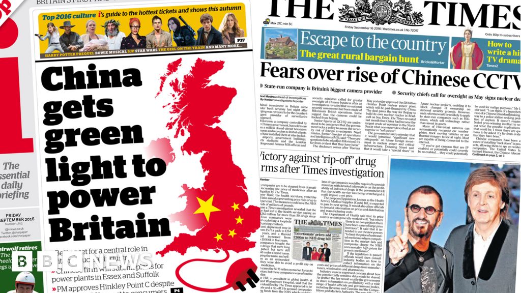 Newspaper headlines: China's role in nuclear power and CCTV analysed ...