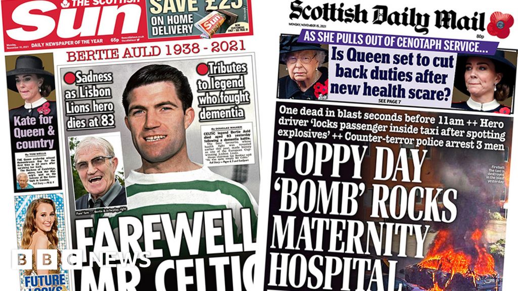 Scotland's papers: Farewell 'Mr Celtic' and Remembrance Day 'bomb'