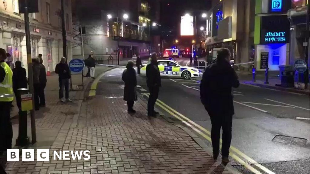 Evacuation scene near Birmingham Rep after 'explosion' - BBC News