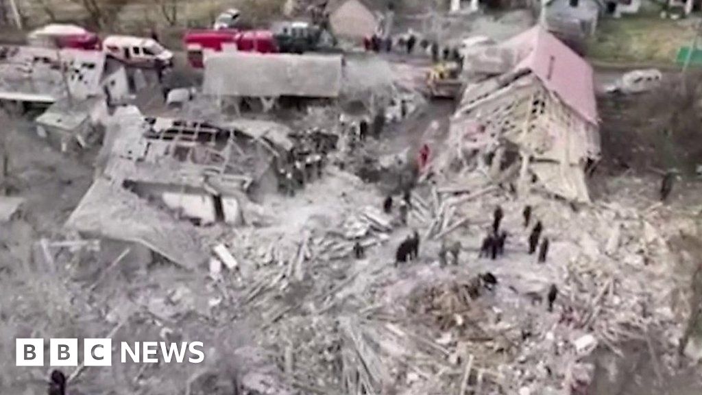 Lviv buildings destroyed by Russian missile strike