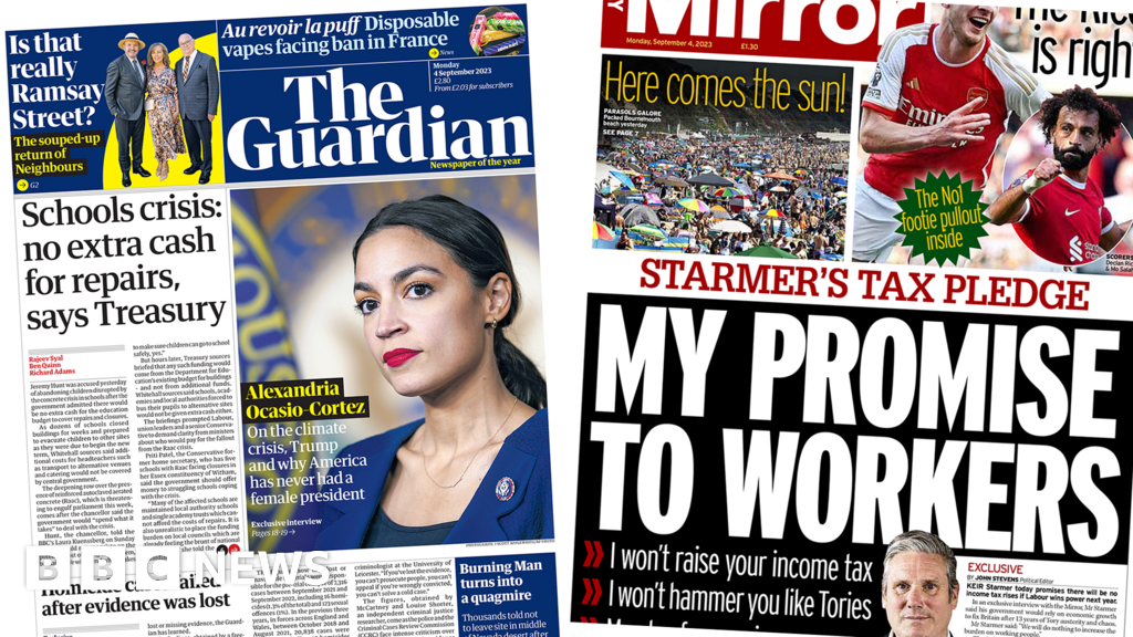 Newspaper headlines: 'No cash for repairs' and Starmer's tax pledge