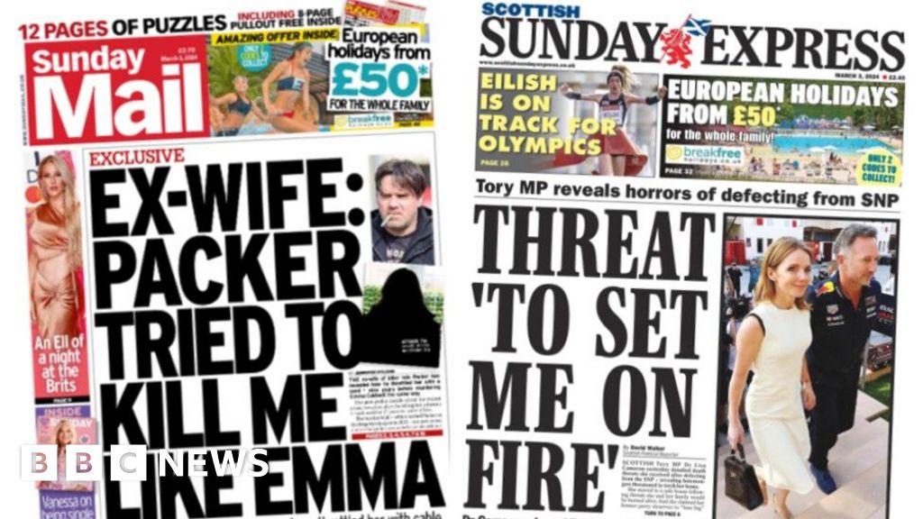 Scotland's papers: 'Packer tried to kill me' and MP 'fire threat'