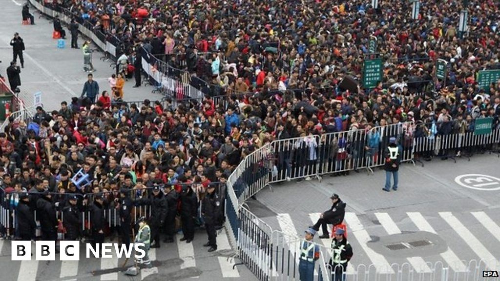 Aerial footage showed the scale of the crowds - BBC News