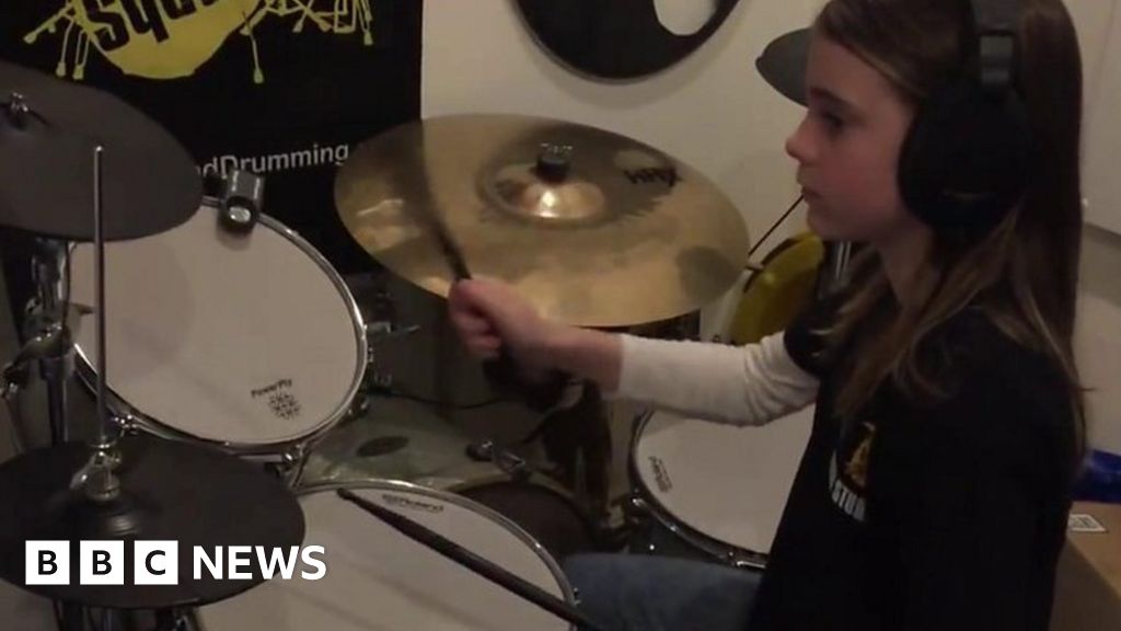 Talented drummer who never speaks to her music teacher - BBC News