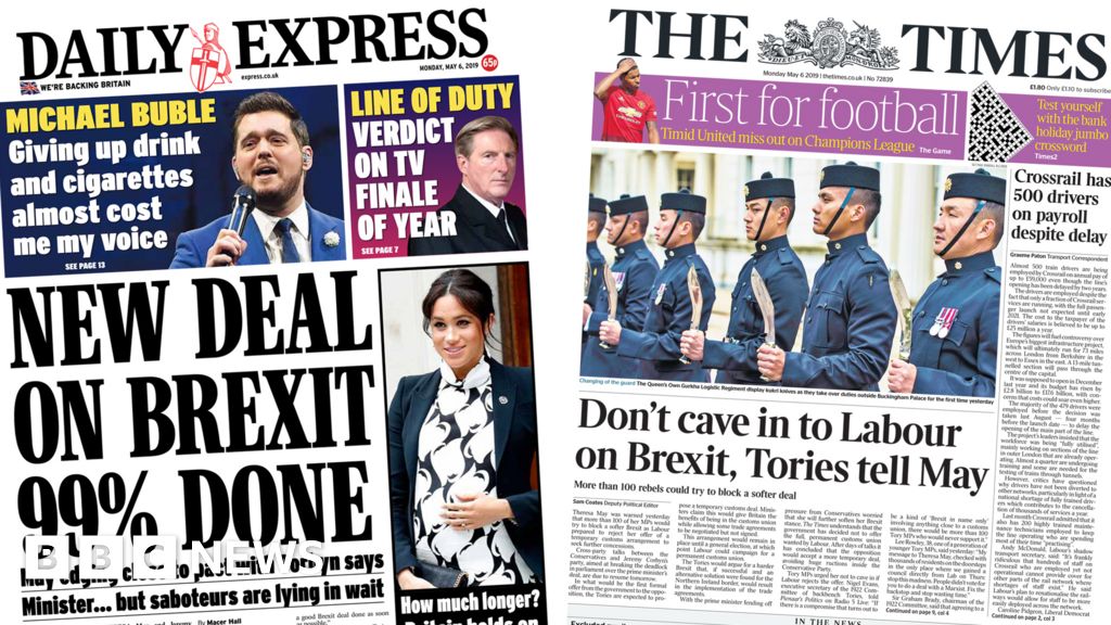 Newspaper headlines: Is cross-party Brexit deal '99% done'?
