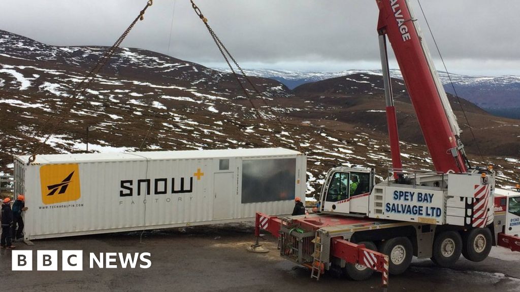 'Snowy McSnowface' factory making snow in Cairngorms - BBC News