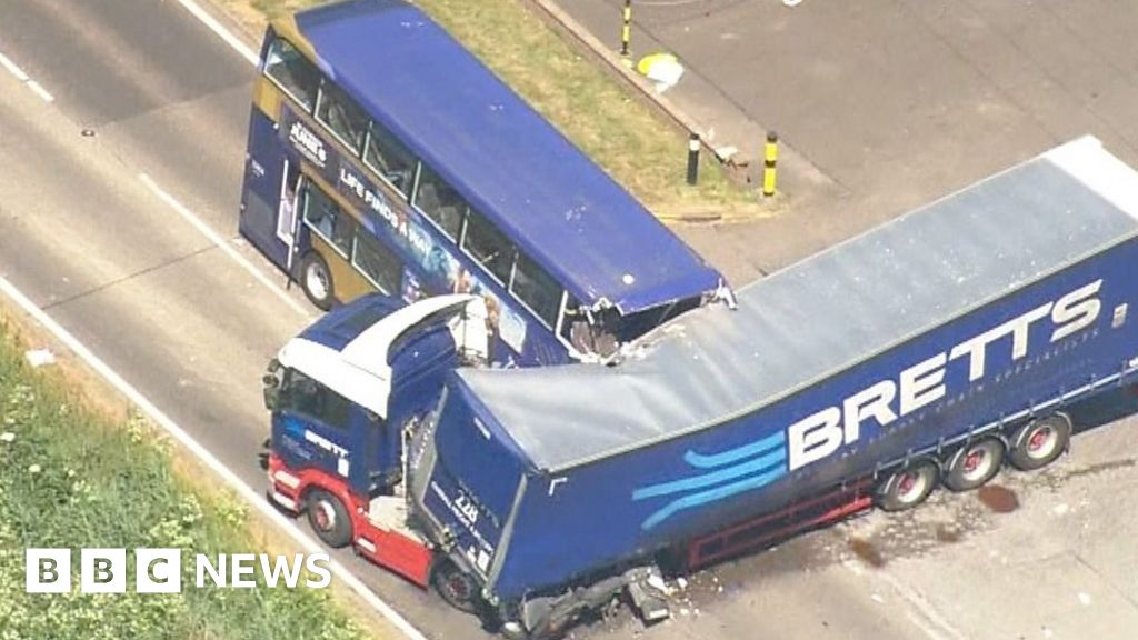 Pictures show aftermath of fatal A47 bus crash