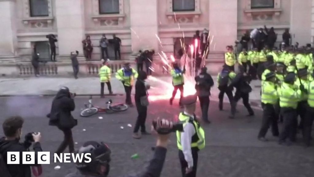 Violent end to day of mostly peaceful anti-racism protests