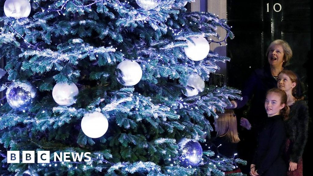 No 10 Christmas lights switched on - BBC News