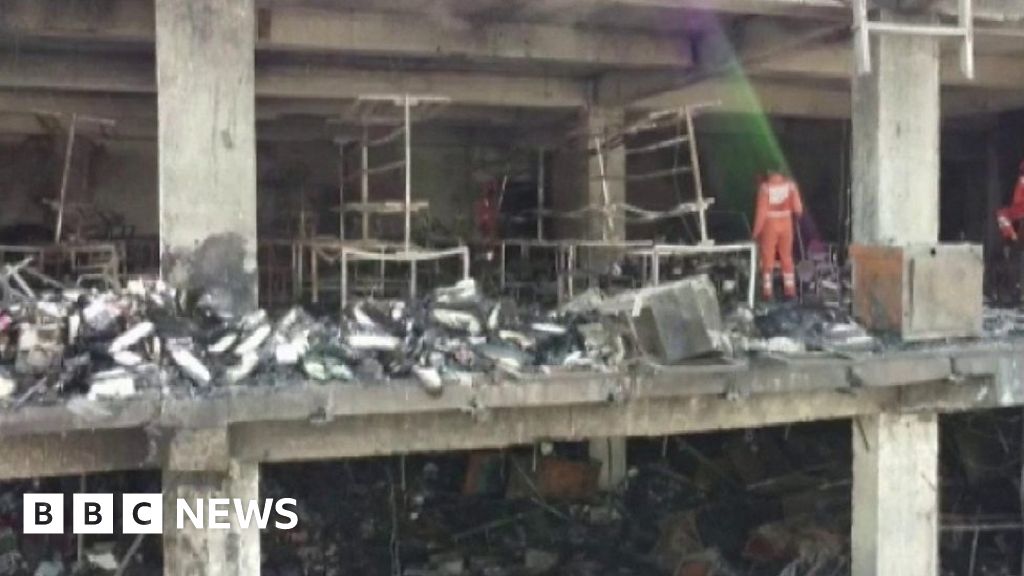 India fire: Drone footage reveals damage to Delhi office block