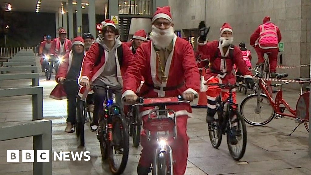 Santas peddle through Milton Keynes to encourage cycling