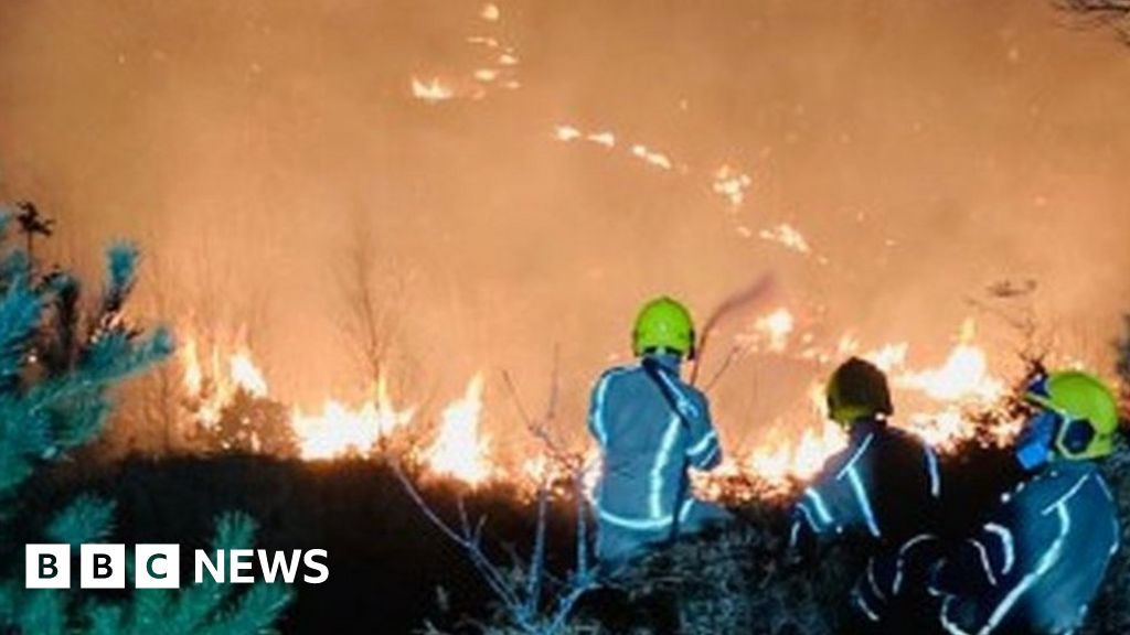 Large heath fire breaks out near Church Crookham - BBC News