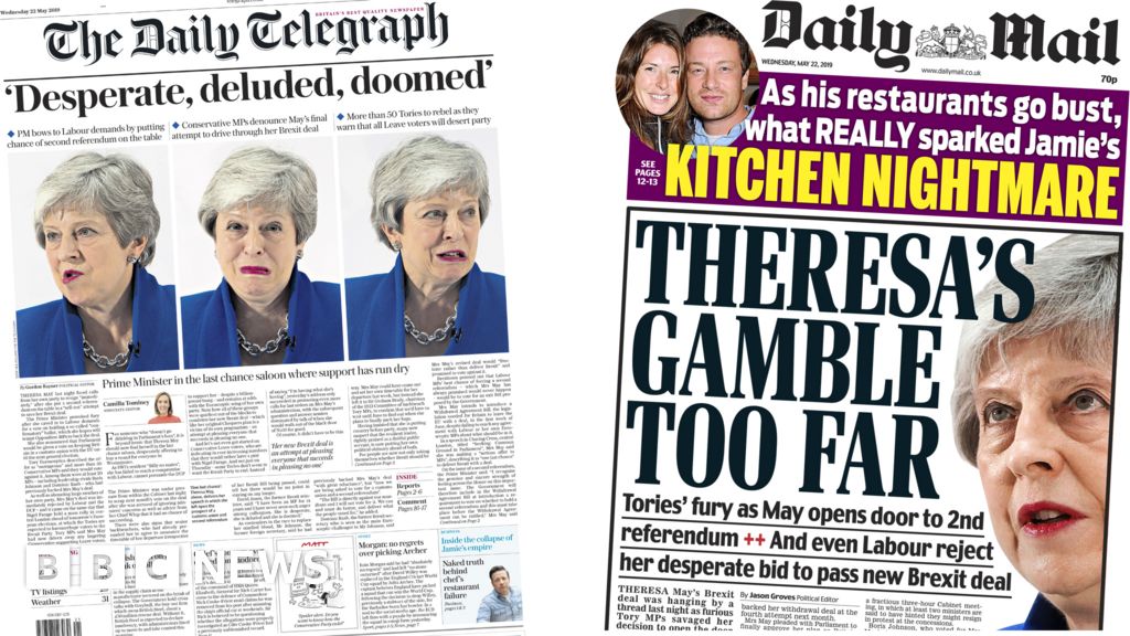 Newspaper headlines: May's final gamble and Jamie's 'kitchen nightmare ...