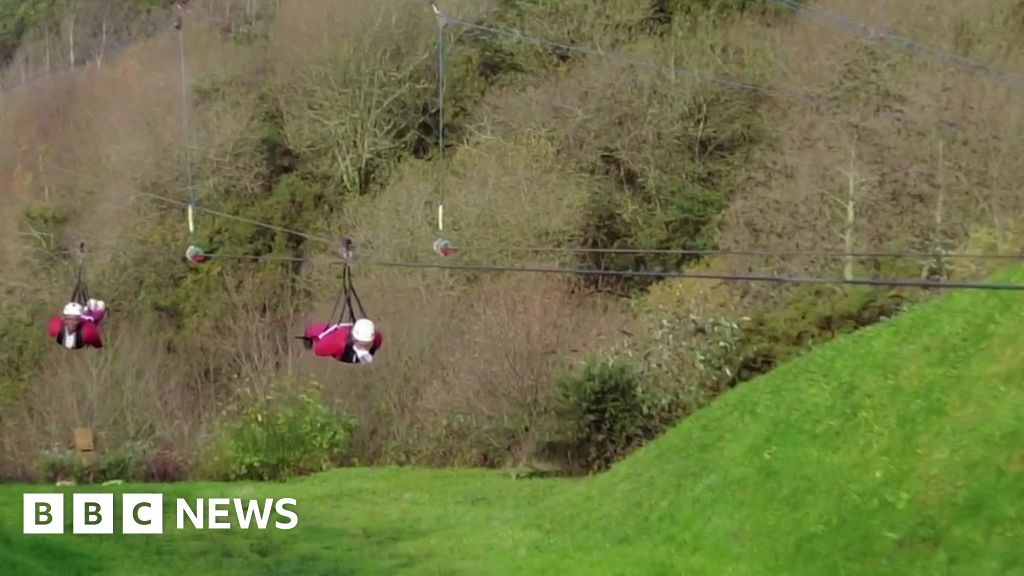 Flying Santas raise money for NHS at Cornwall's Eden Project