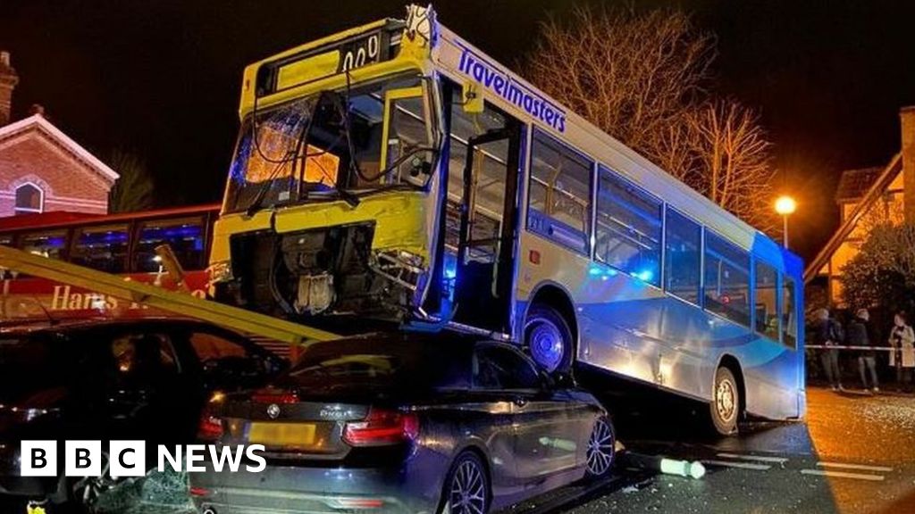 Lingfield Station crash: Four injured as rail replacement bus crashes ...