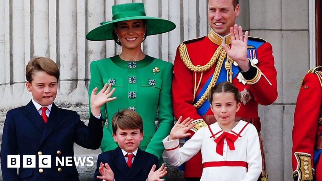 Royal children wave to Trooping the Colour crowds